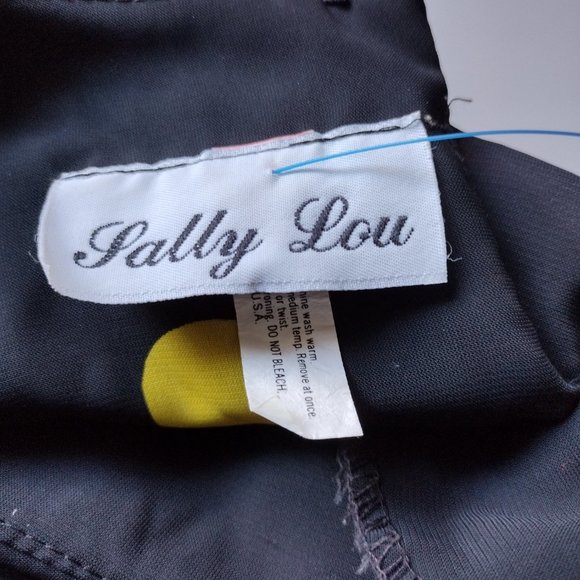 Sally Lou | Dresses | Vintage 8s Sally Lou Black Yellow Polka Dot Dress ...